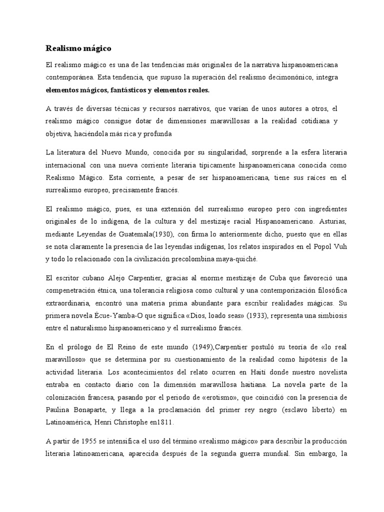 clase Realismo magico | PDF | Las artes
