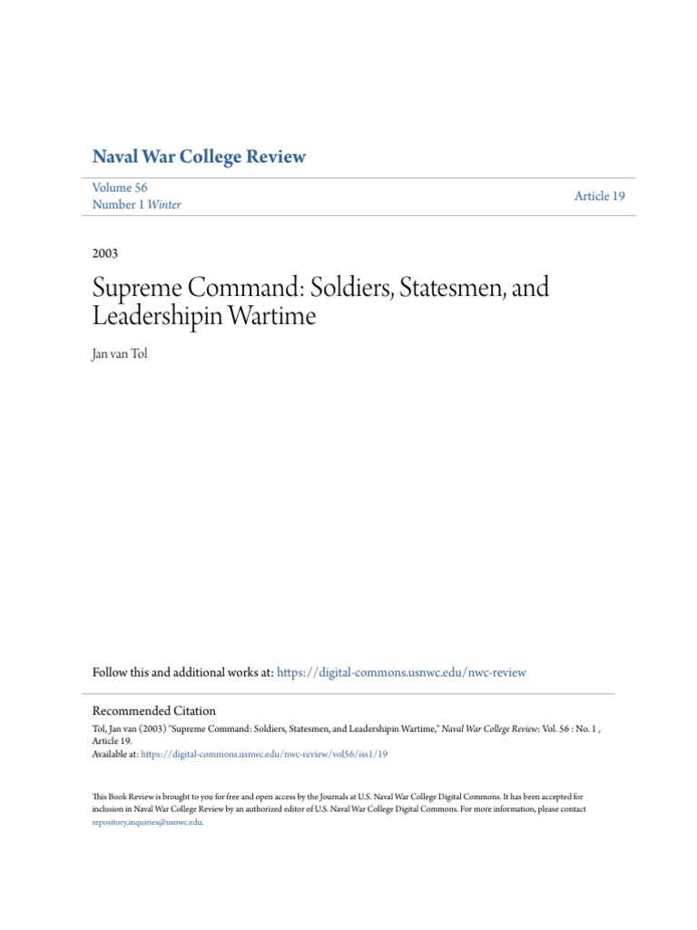 Supreme Command: Soldiers, Statesmen, and Leadershipin Wartime | PDF ...