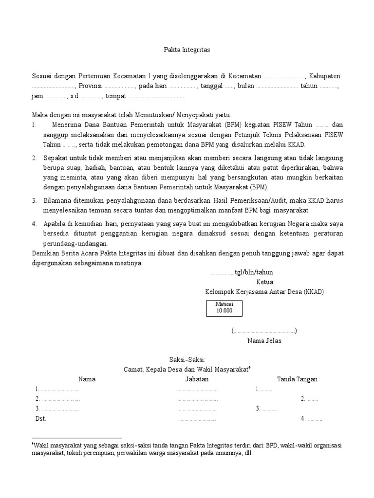 Format 2. 13 Pakta Integritas | PDF