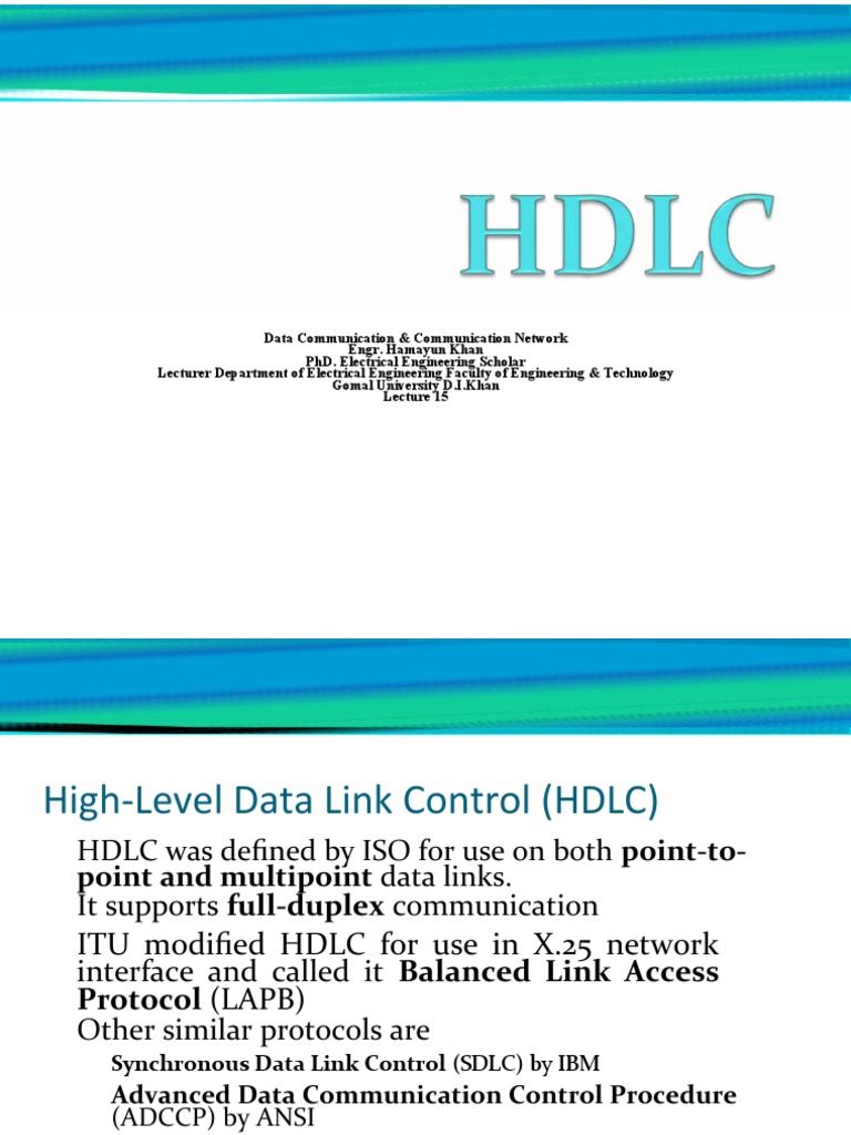 Lecture 15 Data Communication & Computer Network, HDLC | PDF | Osi Model | Internet Architecture
