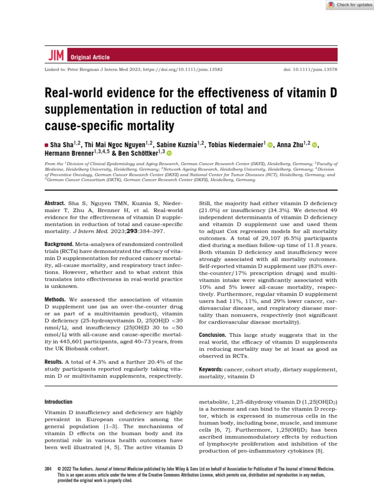 Real-World Evidence For The Effectiveness of Vitamin D Supplementation ...