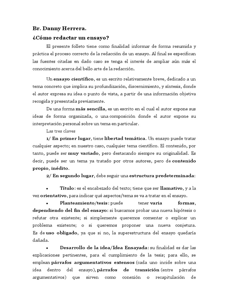 Guía Práctica para La Redacción de Un Ensayo y Su Formato | PDF ...