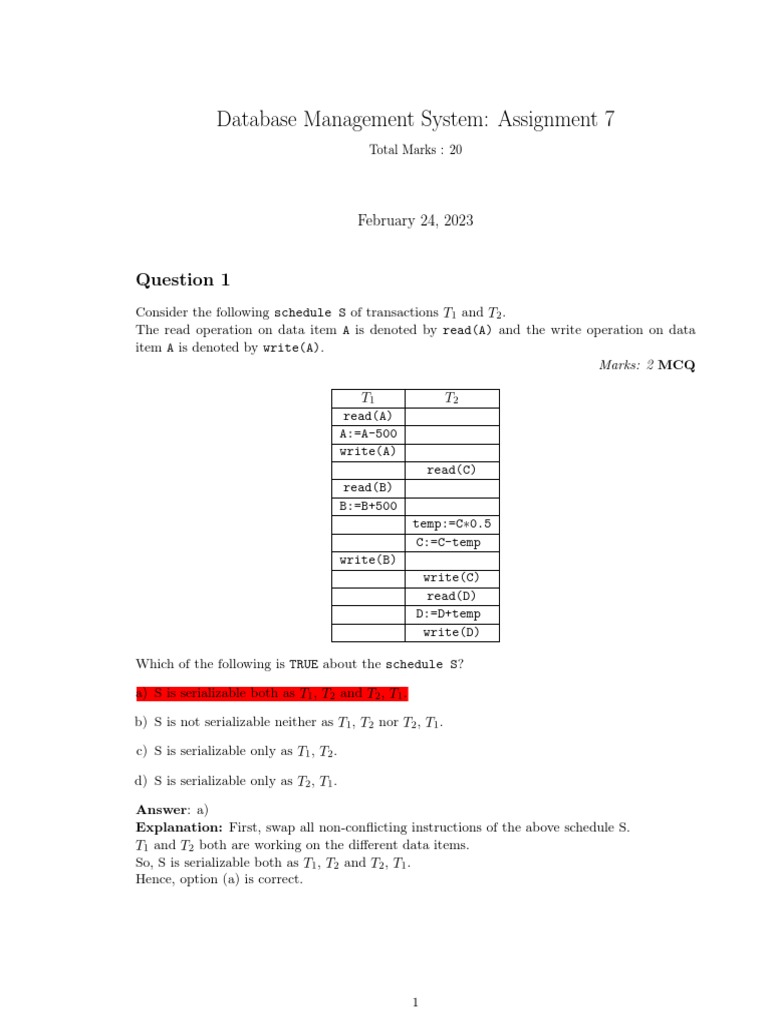 DBMS Solution-7 | PDF | Data Management | Computer Science