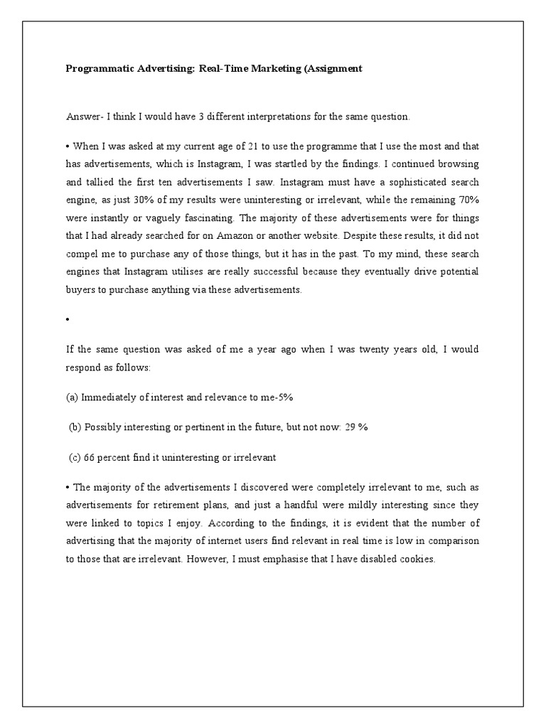 E-Commerce Assignment | PDF | Online Advertising | Advertising