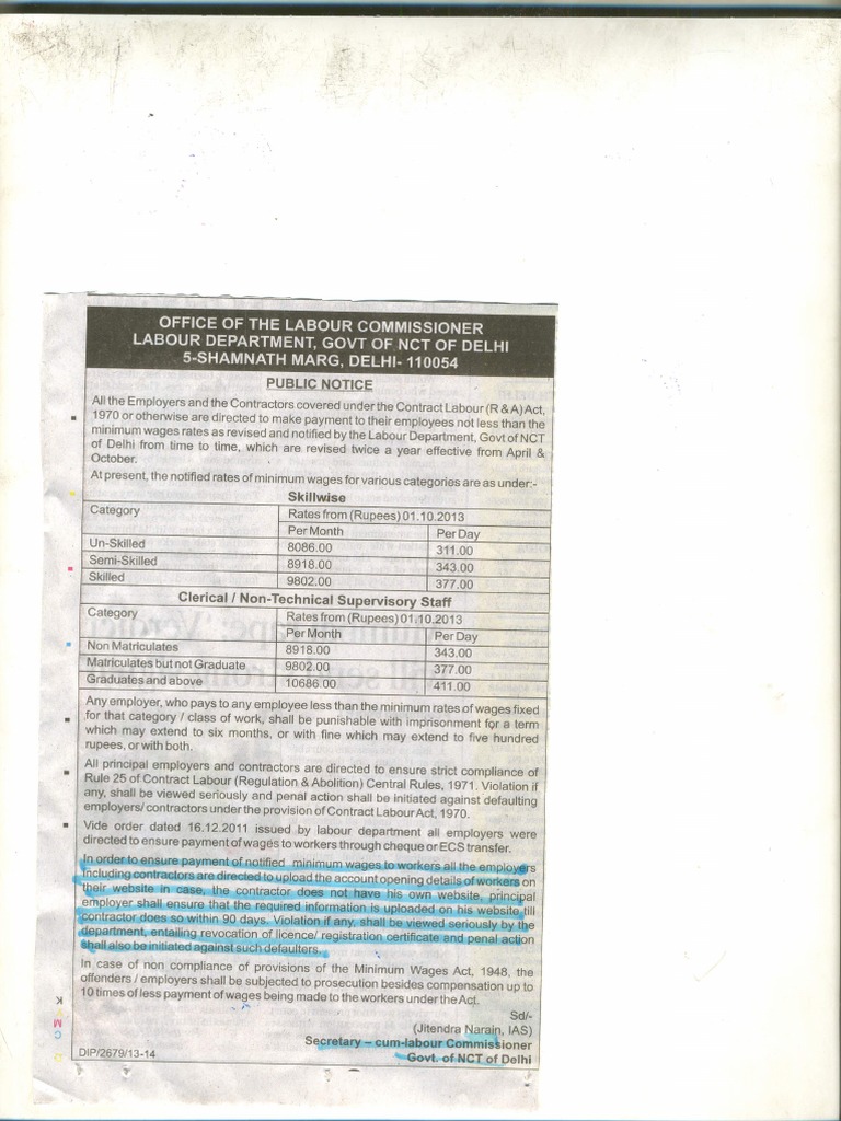 Public Notice From Labour Department | PDF