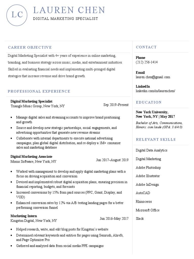 LC Digital Marketing Specialist | PDF | Résumé | Digital Marketing