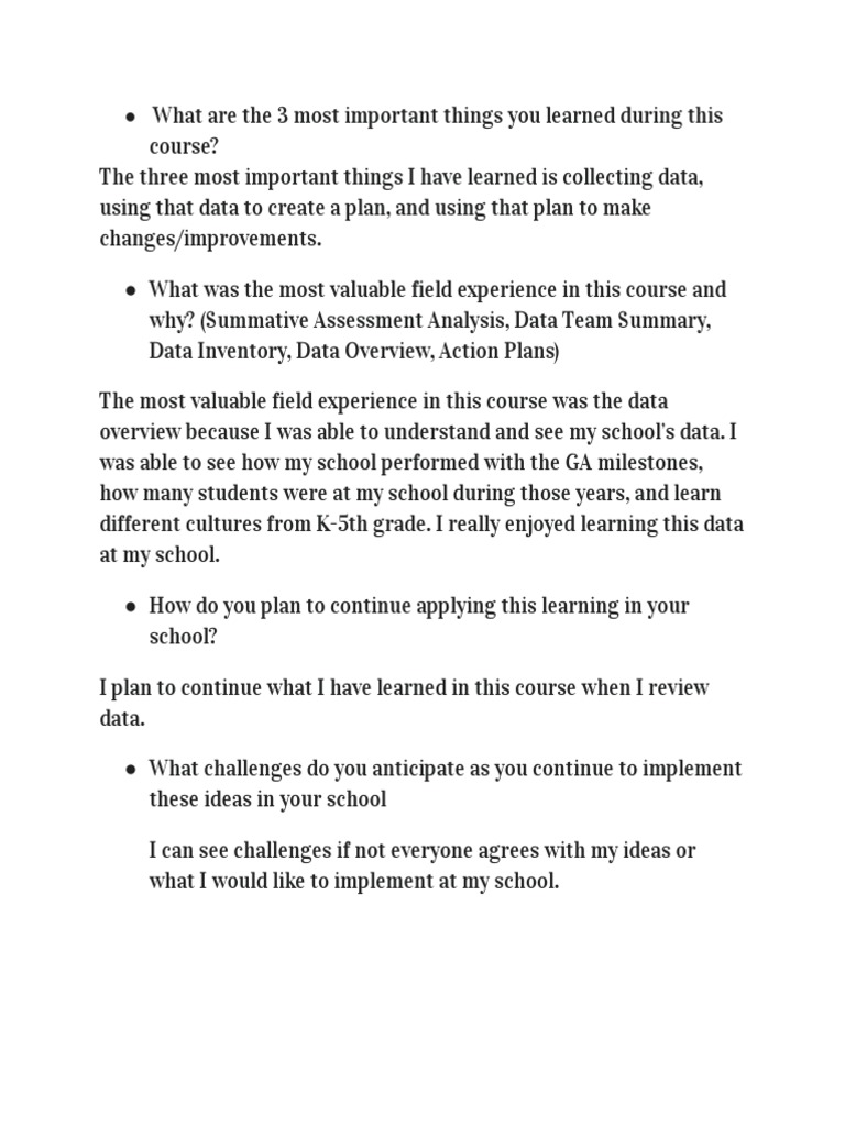 Final Reflections - Shelly Carter | PDF