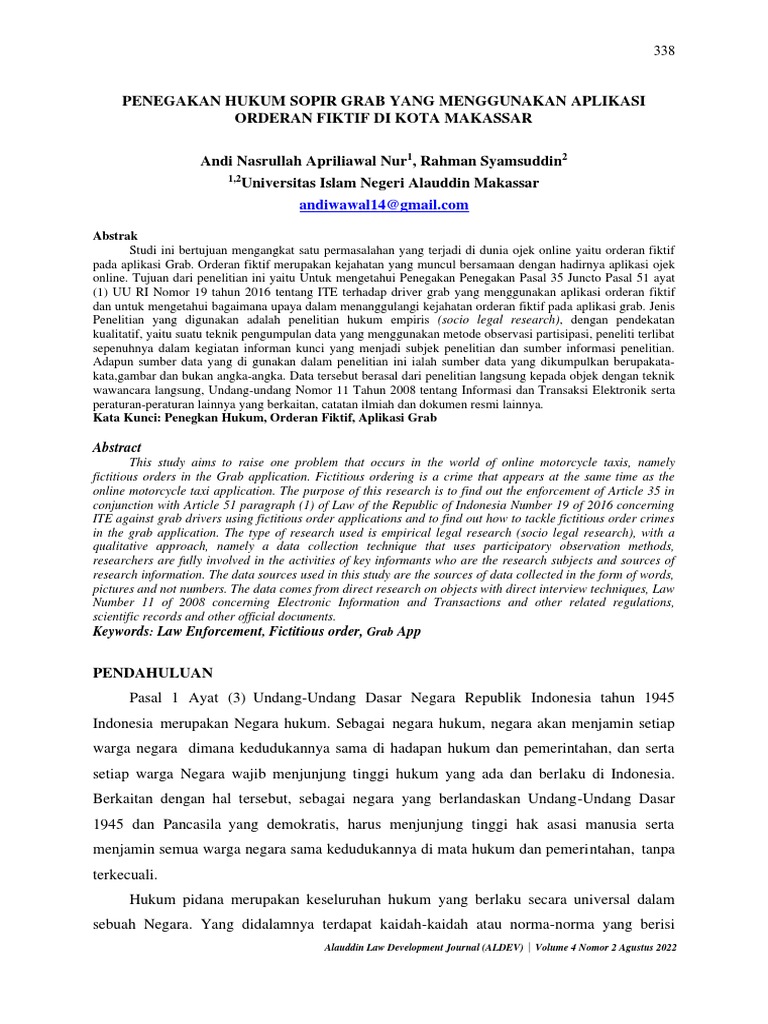 Penegakan Hukum Orderan Fiktif Grab | PDF