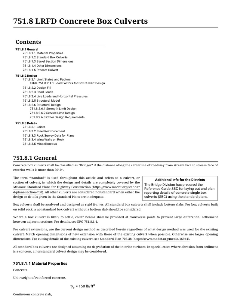 Box Culvert Design Reference Guide | PDF | Beam (Structure) | Bending