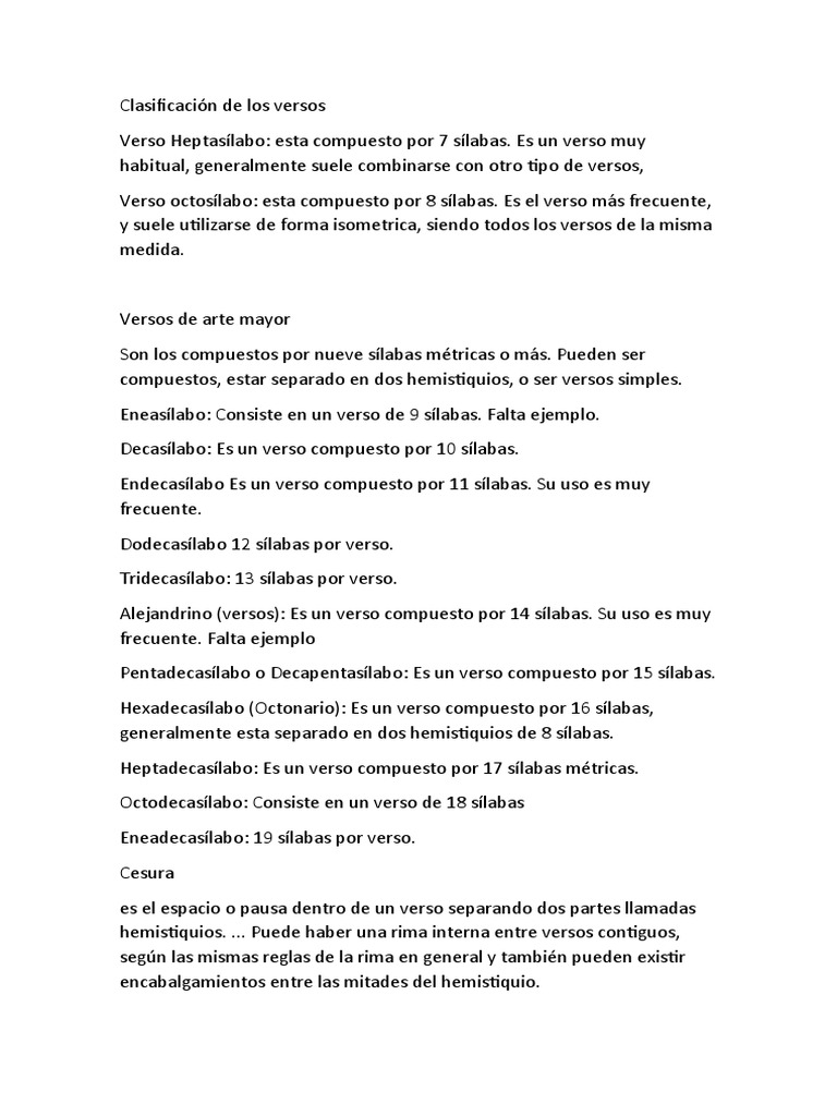 Clasificación de Los Versos | PDF