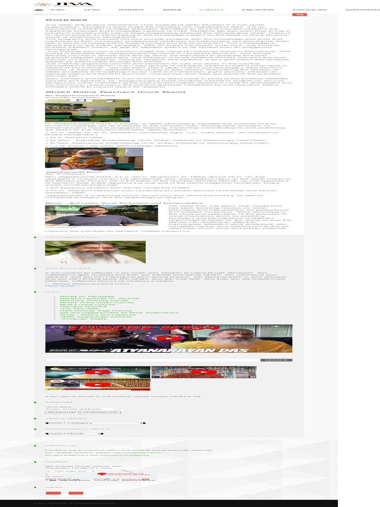 Courses - Jiva Institute of Vedic Studies | PDF | Indian Religions