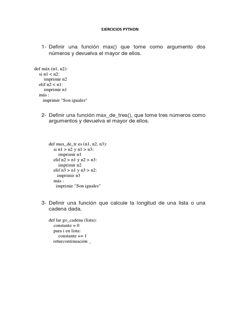 Ejercicios Python Enunciado | PDF | Multiplicación | Función (Matemáticas)