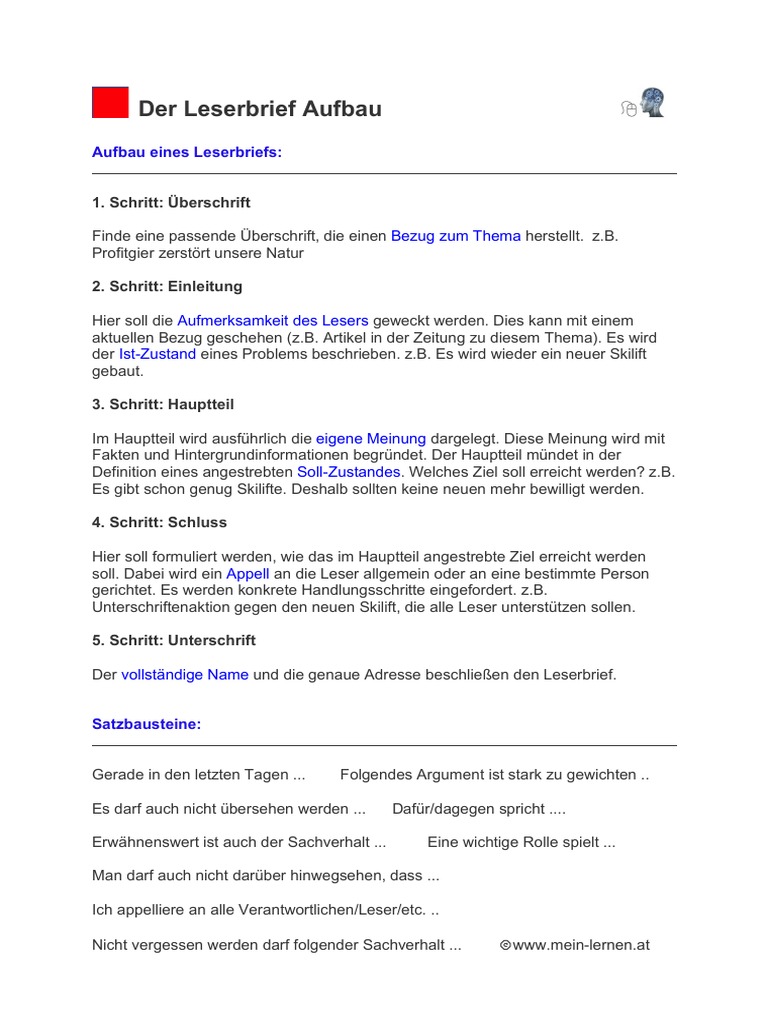 Leserbrief Aufbau | PDF