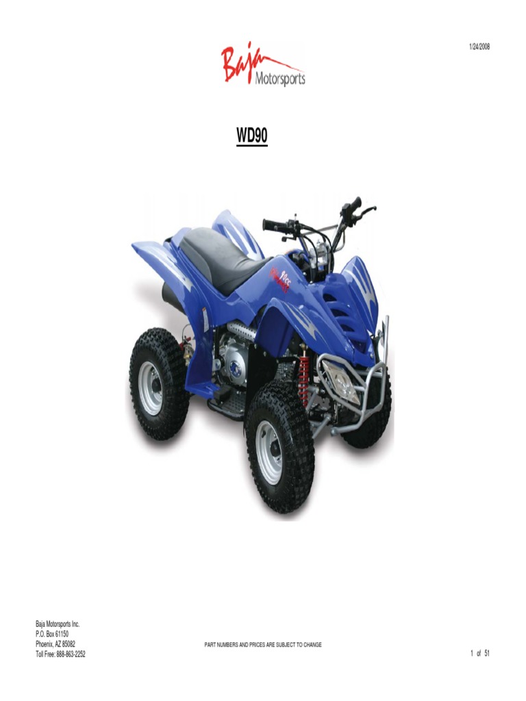 Wd90 Fym Wilderness 90cc Atv (Vin Prefix Le8s) | PDF | List Price | Axle