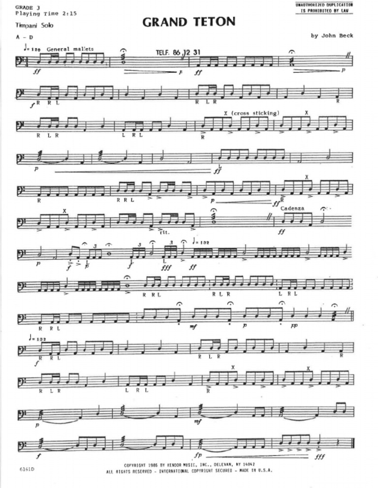 Grand Teton. J. Beck. Timpani Solo | PDF