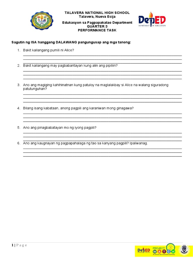 Esp7 Q3 Performance Tasks | PDF