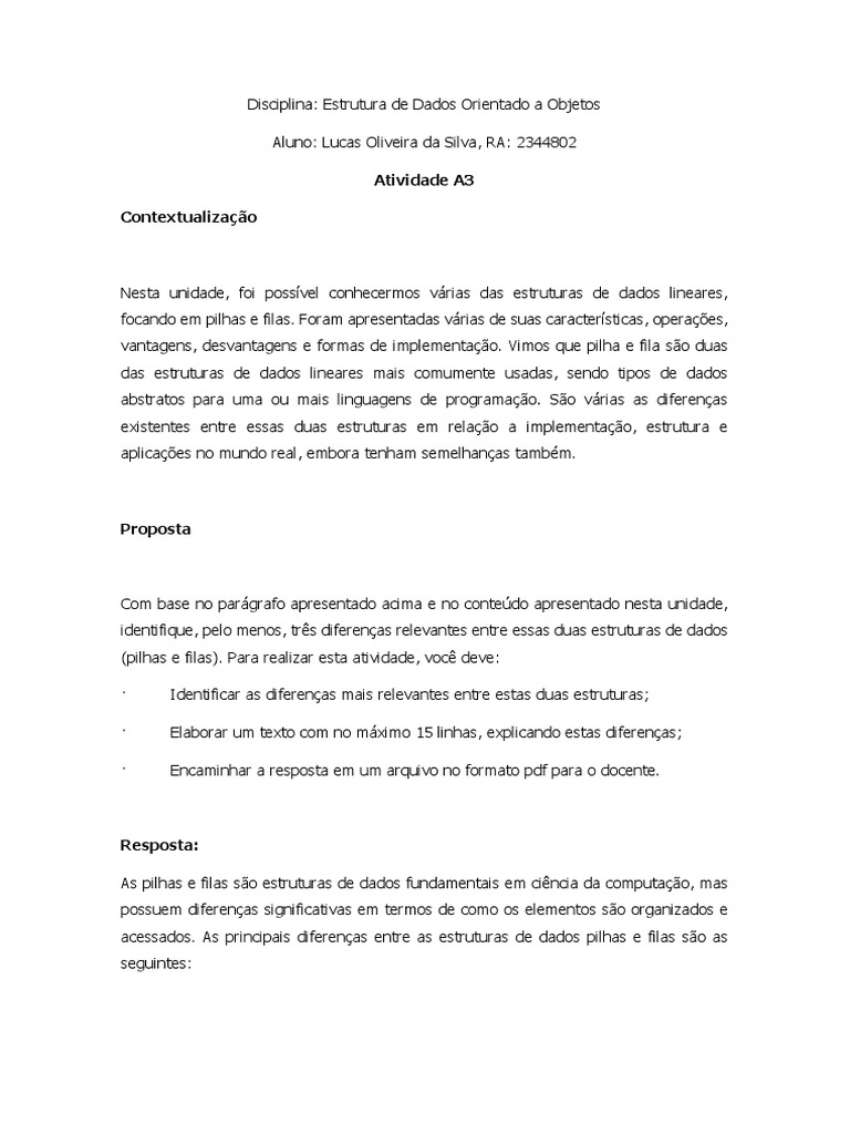 Atividade A3 | PDF