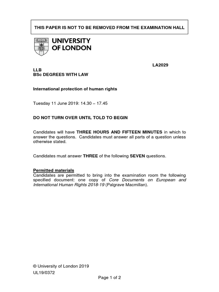 IPHR Exam 2019 AB | PDF