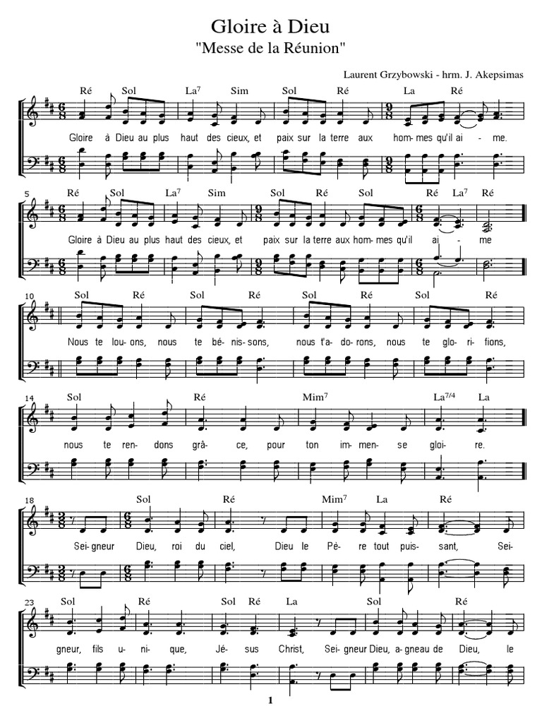 Gloire À Dieu: "Messe de La Réunion" | PDF