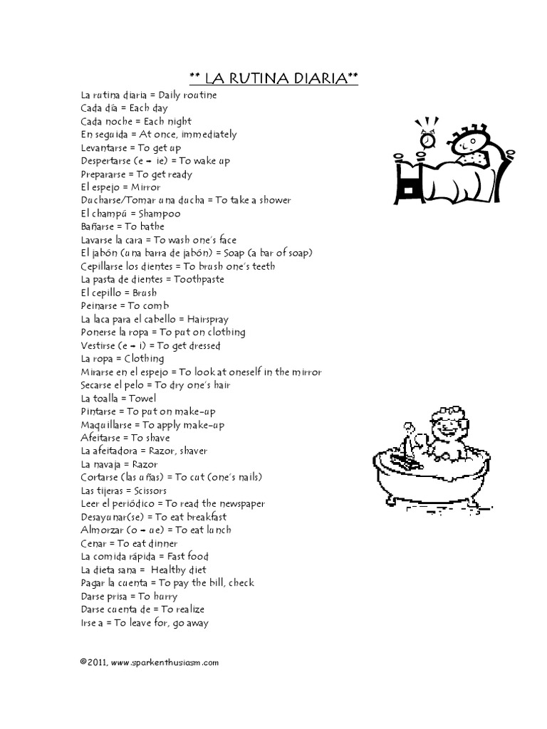 3 La Rutina Diaria English and Spanish | PDF | Consumer Goods | Toiletry