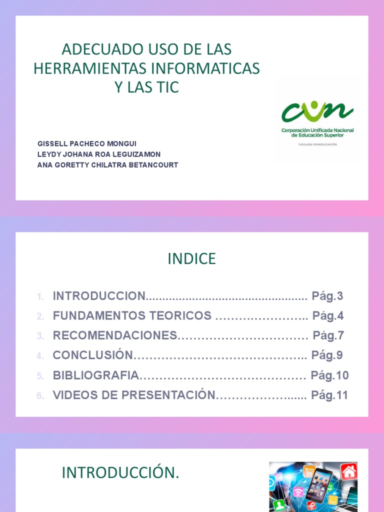 Adecuado Uso de Las Herramientas Informaticas y Las Tic | PDF | Tecnología de información y ...
