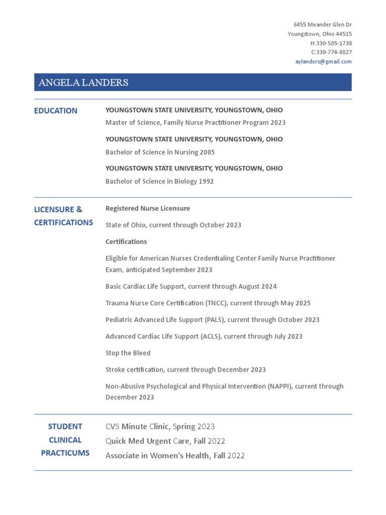 Angela CV | PDF | Nursing | Emergency Department