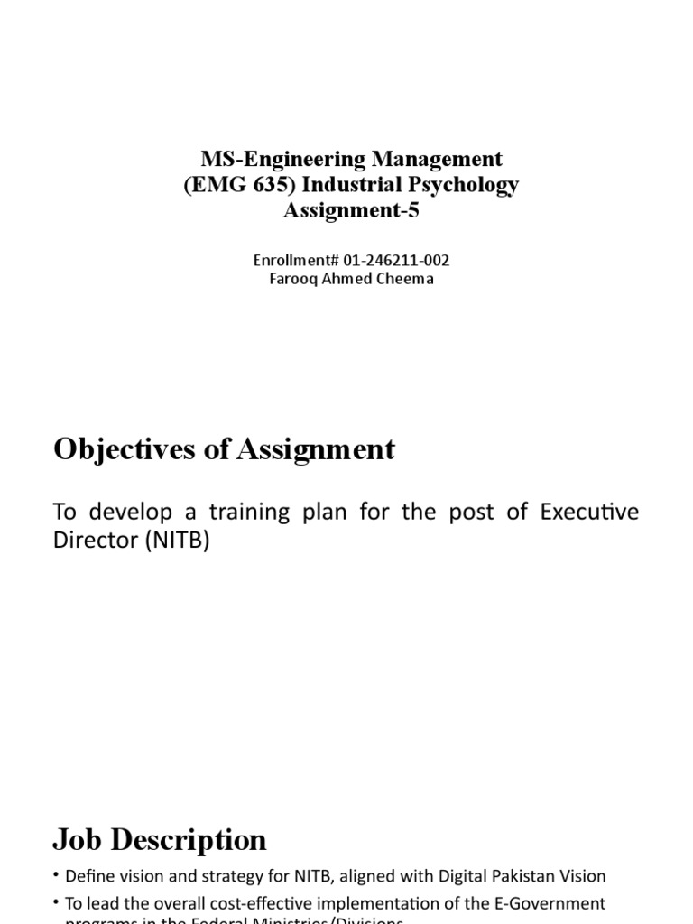 MS-Engineering Management (EMG 635) Industrial Psychology Assignment-5 | PDF | Governance | E ...