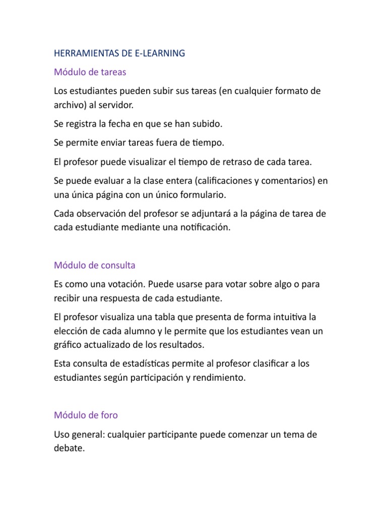 Herramientas Moodle para E-Learning | PDF | Moodle | Software