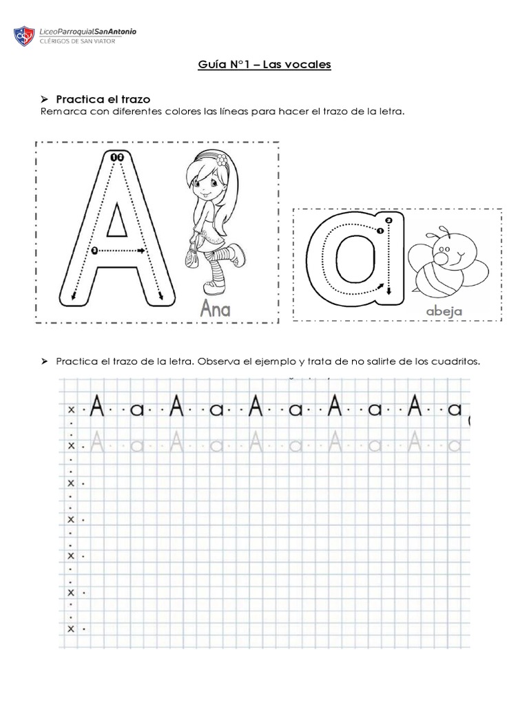 Guía 1 - Vocales A | PDF | Artes del Lenguaje y Comunicación