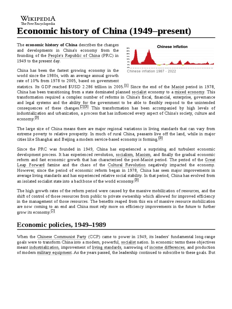Economic History of China (1949-Present) | PDF | China | World Politics