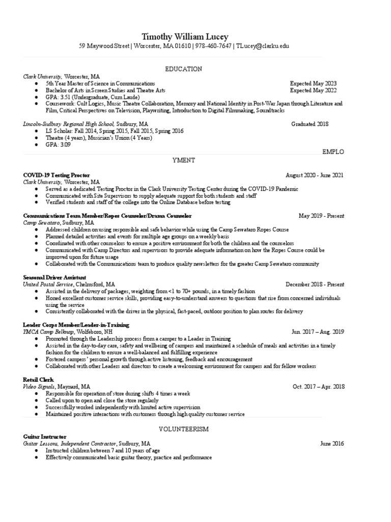 Tim Lucey Resume Dad Comments | PDF