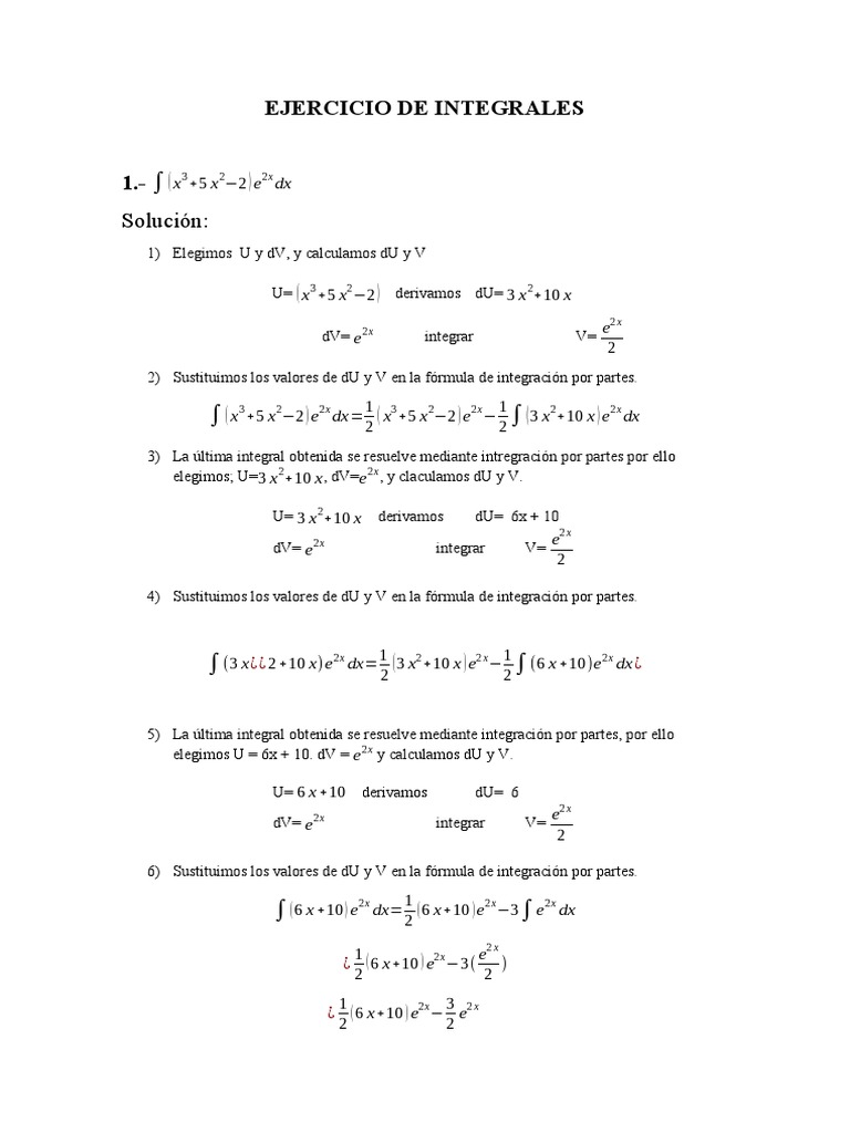 Ejercicio de Integrales - Calculo - Examen Final | PDF | Integral ...