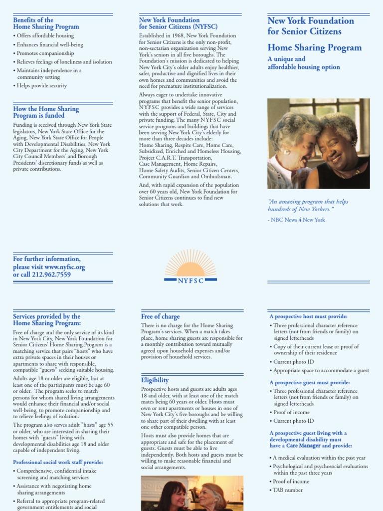 New York Foundation For Senior Citizens Home Sharing Program | PDF | Old Age