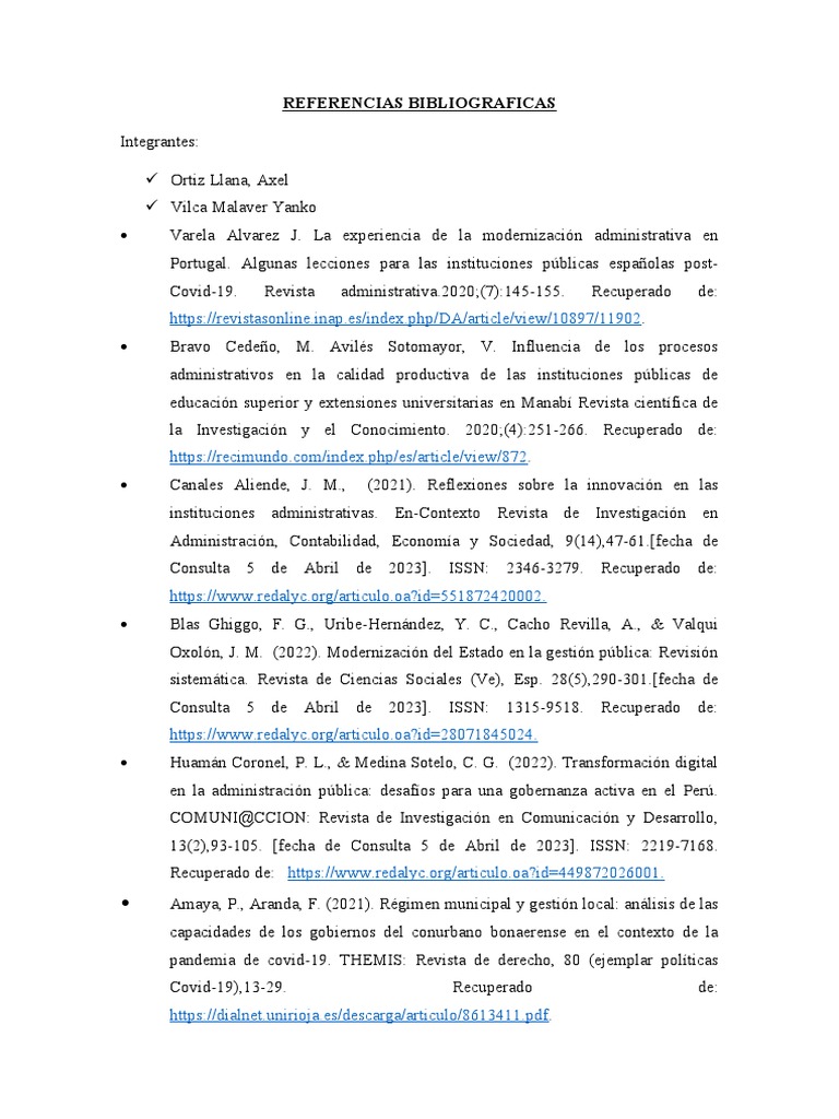 Referencias Bibliografica Final | PDF