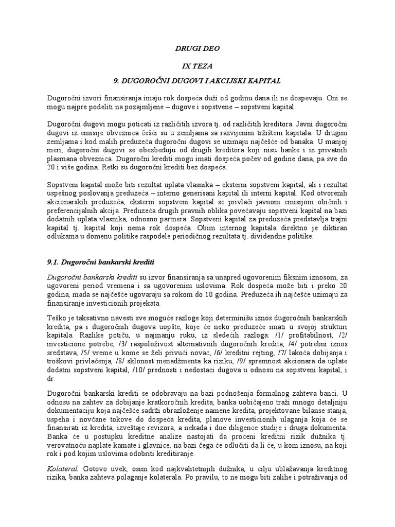 Poslovne Finansije Skripta 11 | PDF