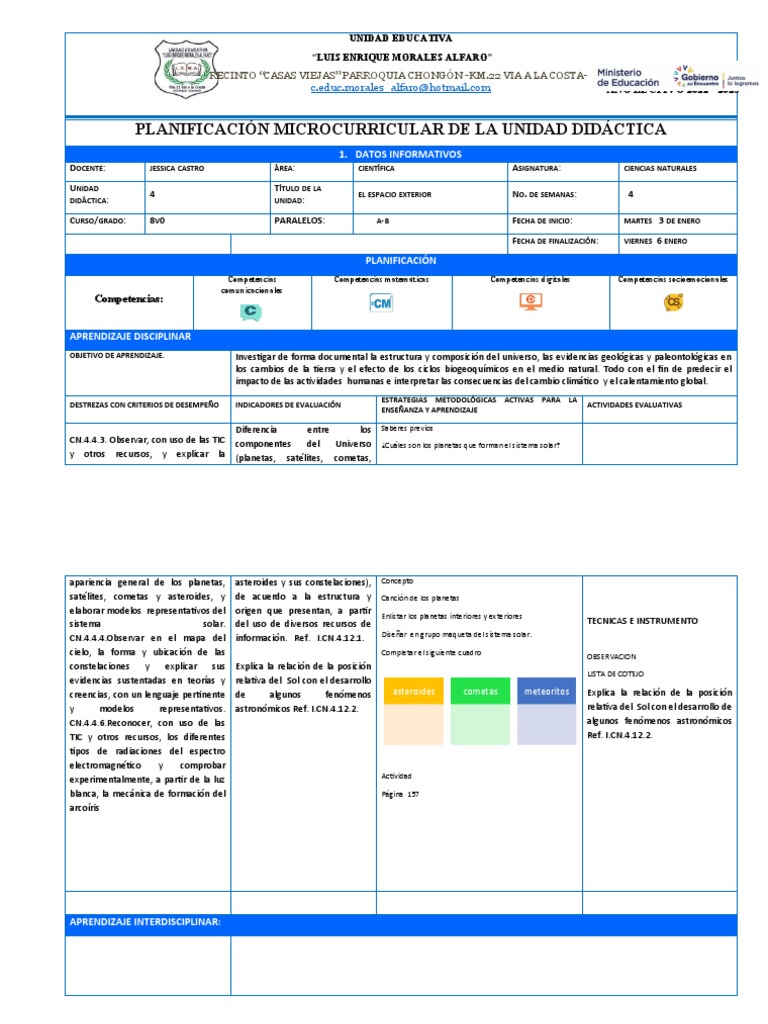 8 Vo Diciembre 12 Semana 3 Bloque 4 | PDF | Aprendizaje | Universo