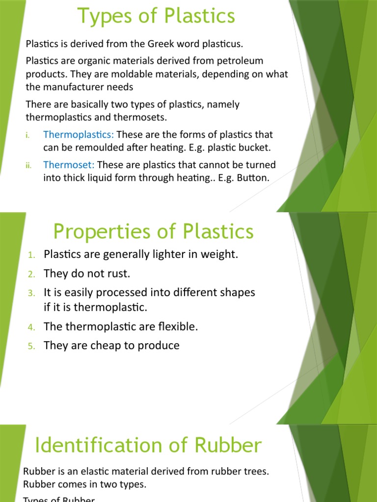 Properties of Plastics and Rubber | PDF | Science & Mathematics ...