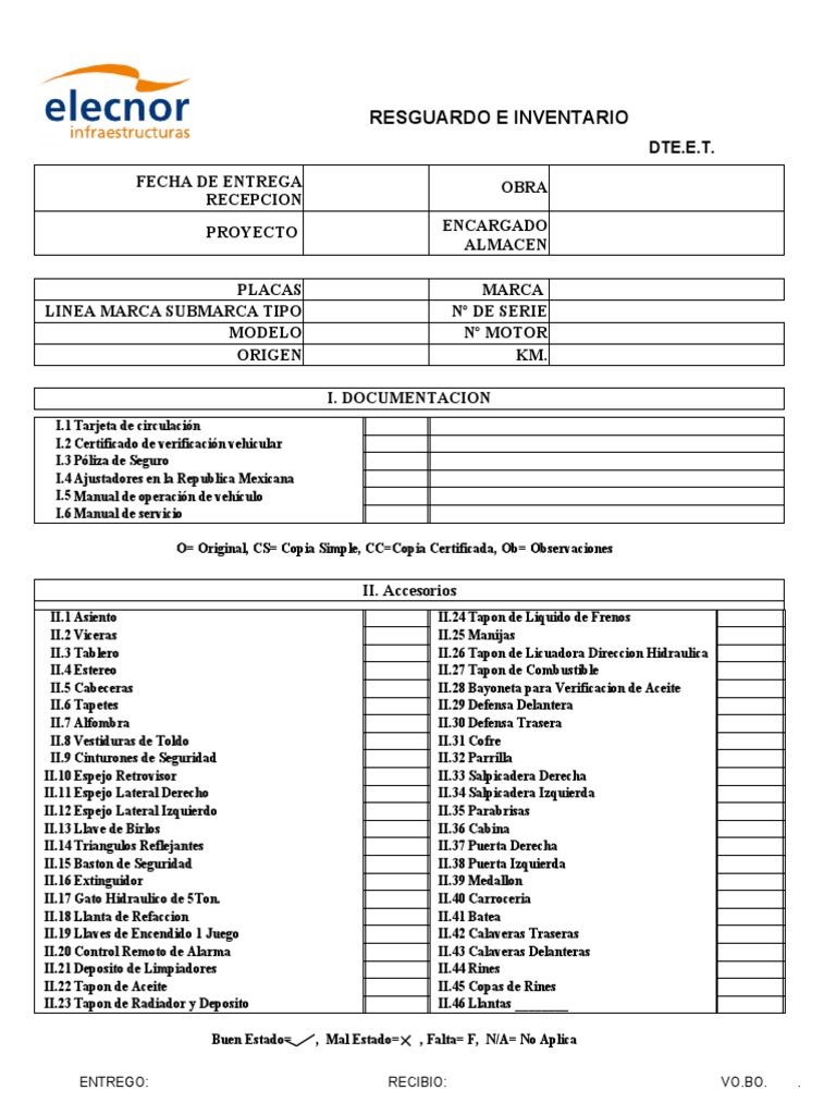 Resguardo E Inventario | PDF | Vehículos de ruedas | Vehículo de motor