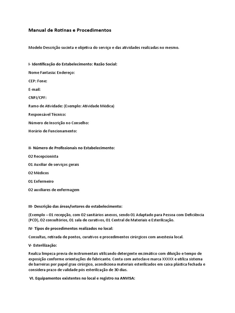 Modelo Manual de Rotinas e Procedimentos | Download grátis PDF ...