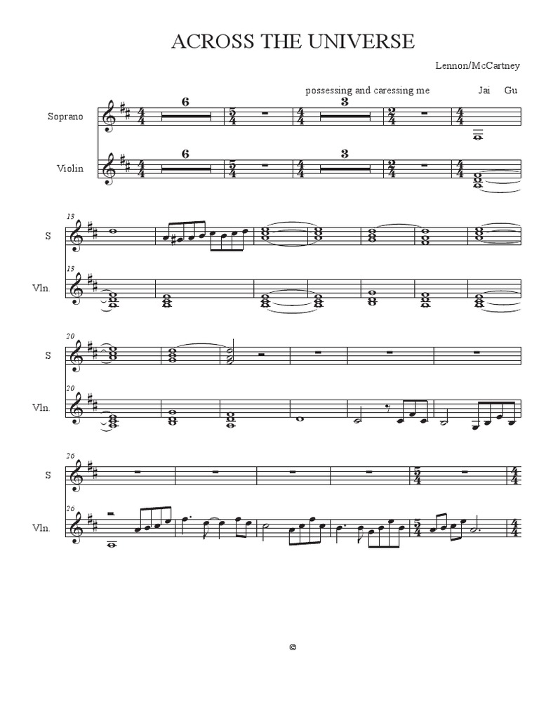 Across The Universe - Score | PDF
