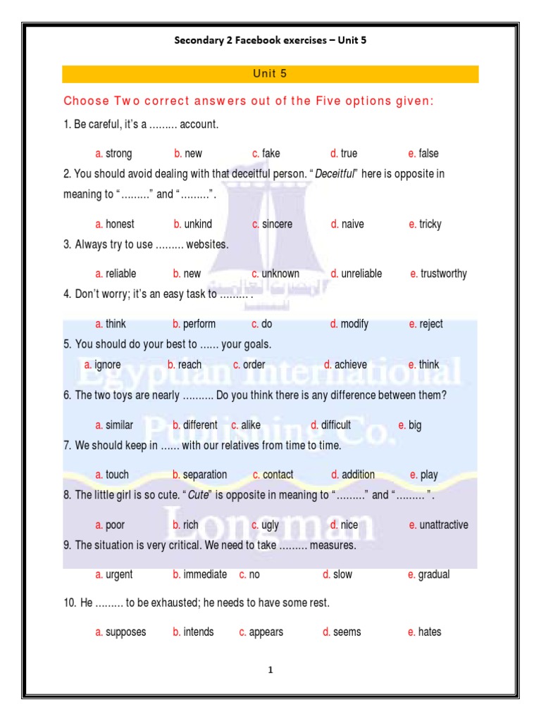 Choose Two Correct Answers Out of The Five Options Given:: A. B. C. D ...