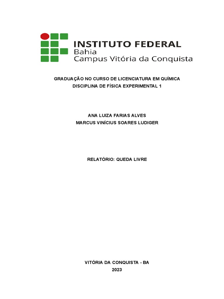 Relatório Queda Livre - Fi - Exp.1 | PDF | Velocidade | Tempo