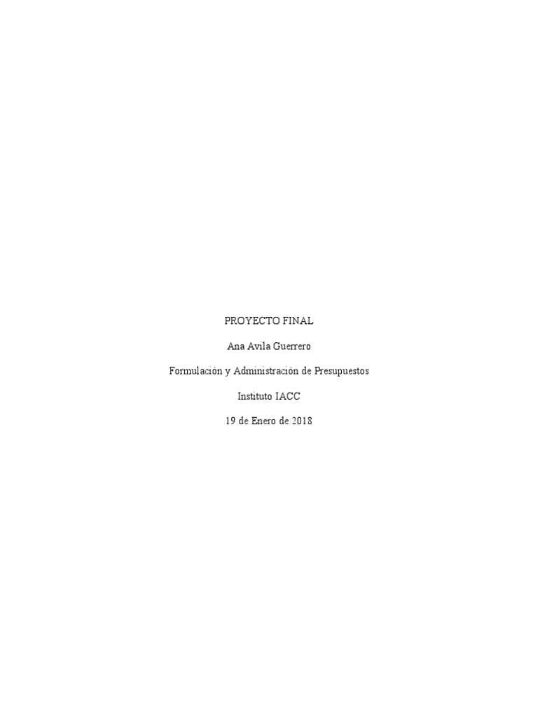 Ana Avila Proyectofinal | PDF | Presupuesto | Economias