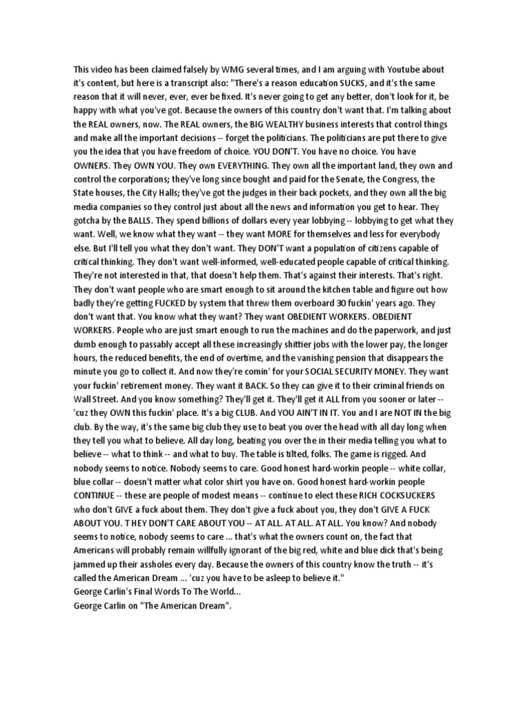 George Carlin Education! | PDF