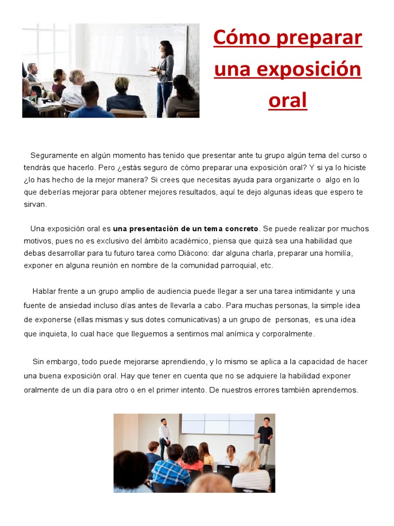 Como Preparar Una Exposicion Oral | PDF