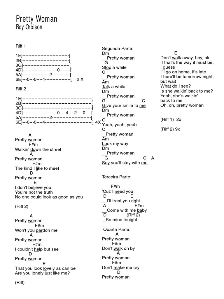 Pretty Woman Cifra | PDF | Rock Music | Irish Music