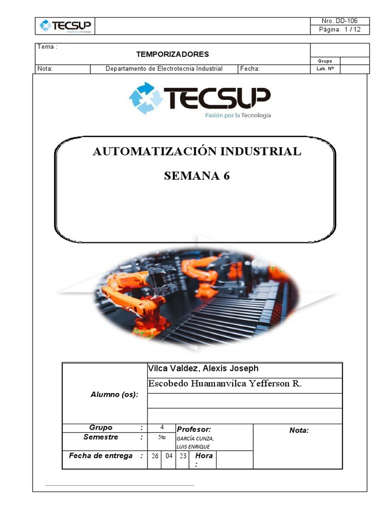 Lab 05-Temporizadores | PDF | Controlador lógico programable | Ingenieria Eléctrica