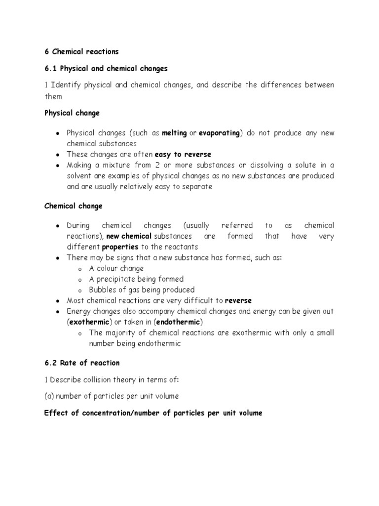 CIE Chemistry Chapter 6 - Chemical Reactions | PDF | Redox | Reaction Rate