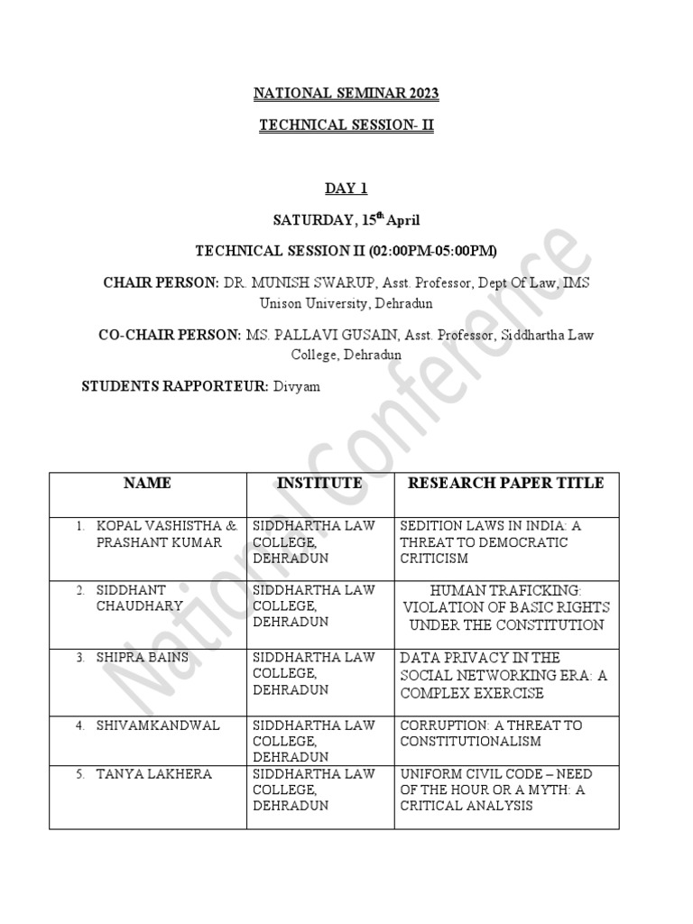 Technical Session 2 | PDF | Government | Justice