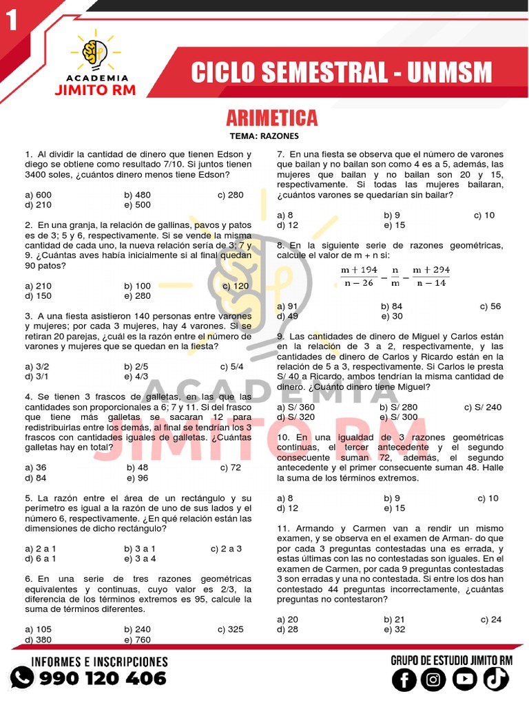 ARIMETICA-TEMA N°1-CICLO SEMESTRAL-CLASE-MÑN | PDF